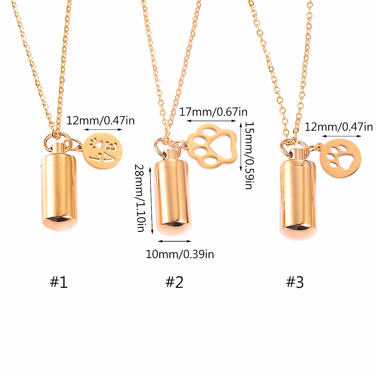YOOYEH Memorial Dog Urns Necklace Pet Cremation Urn Pendant Cat Urn Necklace with Hollowout Paw Pet Memory Keepsakes Urn Holder Stainless Steel Pet Urn Necklace Cremation Jewelry for Pets
