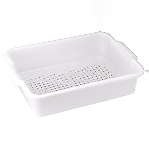 Winco Perforated Bus Box Dish Tub for Restaurants, White