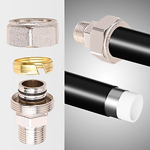 ANCIMOON 3/4’’ Straight Air Piping Fittings, 3/4’’ x 1/2’’ Male NPT Threads Adapter Fittings, Seal Taped Needed, Brass-Nickel Plated, 2PCS For Shop Compressed Air Line System