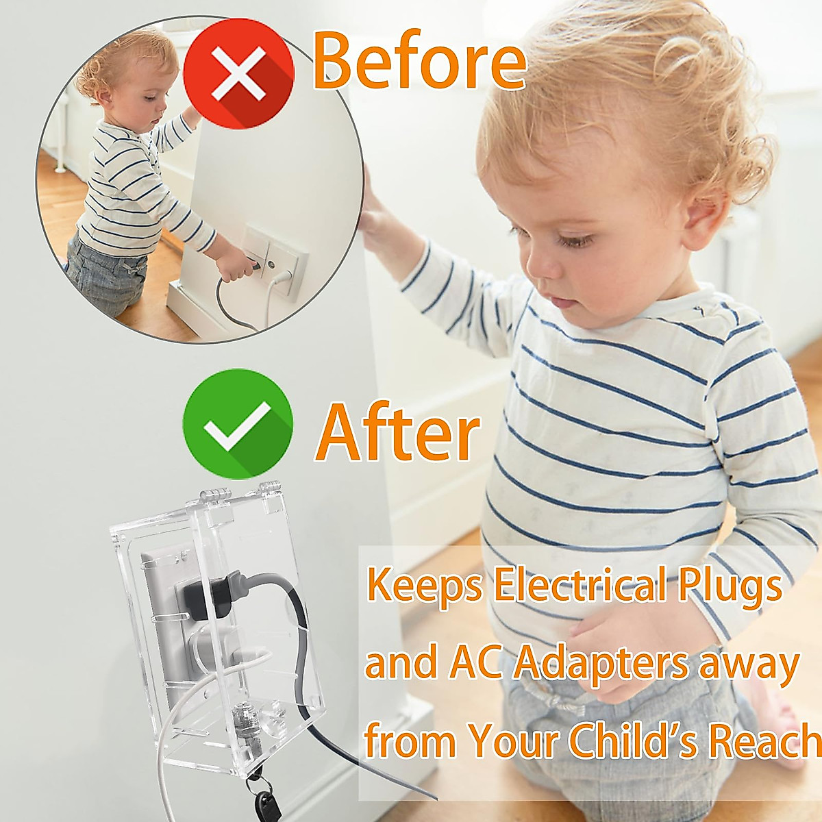 groword Switch Cover,Baby Proof Light Outlet Covers,Child Safety Switch Plate Guard,Wall Plug Box,Kids Electrical Protector Box Fits All Outlet 4.95" H X 3.35" W X 1.77" D or Smaller (1 Pack)