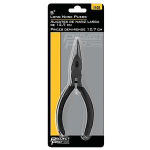Performance Tool 1105 5-Inch Long Nose Pliers - Heat Treated Alloy Steel, Cushion Grip Handles, Hardened Wire Cutter