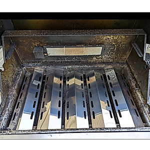 Htanch SC0500701 (5-Pack) SA3041 (5-Pack) 16 7/8" Stainless Steel Heat Plate & Stainless Steel Burner Replacement for Ducane 5 Burner 30500701,30500097,30400045,30500702,30400043,30400042 Gas Grill