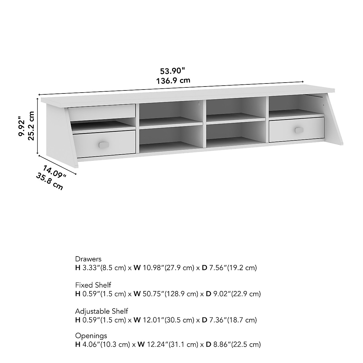 Bush Furniture Broadview Desktop Organizer in Classic Black | Storage for Home Office Workspace