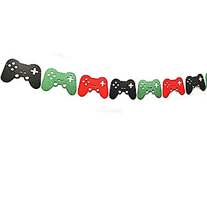Video Game Controller Banner Video Game Controller Garland, Video Game Party Decorations, Video Game Birthday, Level Up Birthday (Green Red Black)