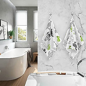 ALAZA Cute Cactus Cacti Hand Drawn Hand Towels for Bathroom 1OO% Cotton 2 pcs Face Towel 16 x 28 inch, Absorbent Soft & Skin-Friendly