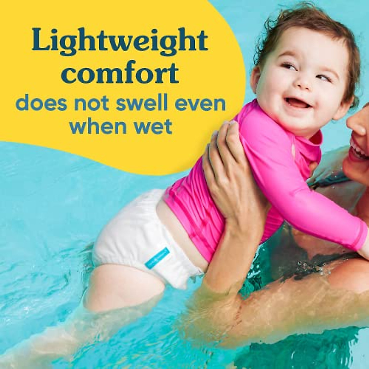 Charlie Banana Reusable Swim Diaper, Washable, Adjustable Drawstring for Baby Girls Boys, Soft and Snug Waterproof Fit to Prevent Leaks - Malibu, Size L (22-34 lbs)