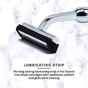 Taconic Shave, Heavyweight All Metal Non-Pivoting Twin Blade Cartridge Razor – Compatible with GIllette Trac II, Personna Twin, and Taconic Twin Blade Refills. -10 Taconic Shave Cartridges included