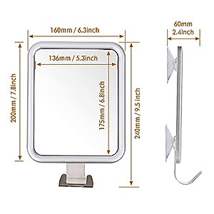 Lunmore Shower Mirror Fogless for Shaving, Rectangle with 4 Suction Cups Fogless Shower Mirror with Razor Holder Drop-Proof & Rust-Resistant
