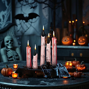 5 PCS Halloween Candles, Witch Finger Candles for Halloween Decorations Indoor, Devil Candles with Black Nails for Halloween Gothic Decor