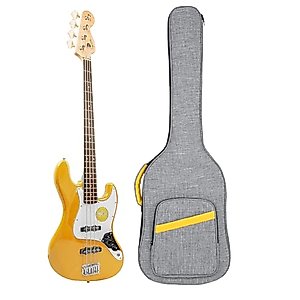 LETSROCK 47 Inch Bass Guitar Gig Bag 0.38 Inch Thick Padding Backpack Soft Bass Case Dual Adjustable Shoulder Strap Pocket & Neck Strap Gray