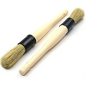 Detailing Brush Set, Auto Detailing Brush for Cleaning Weels, Engine,Interior, Emblems, Air Vents, Motorcy, Car Cleaning Brush, Premium Natural Boar Hair with Plastic Handle