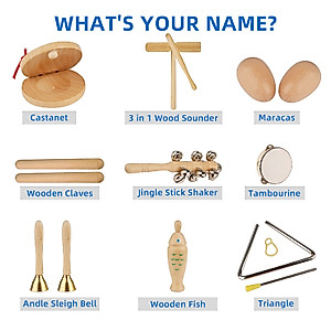 Nvmogan Musical Instruments for Kids and Toddle-Eco Friendly Wooden Music Toys.Musical Percussion for Boys Girls Preschool Educational with Storage Bag.Promote Fine Motor Skills