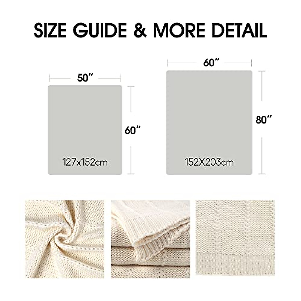 Vhorate Throw Blanket for Couch Sofa Bed Chair, Super Soft Cozy Living Room Knitted Blanket, Comfy Lightweight Warm All Seasons for Women Men and Kids, 60in x 80in