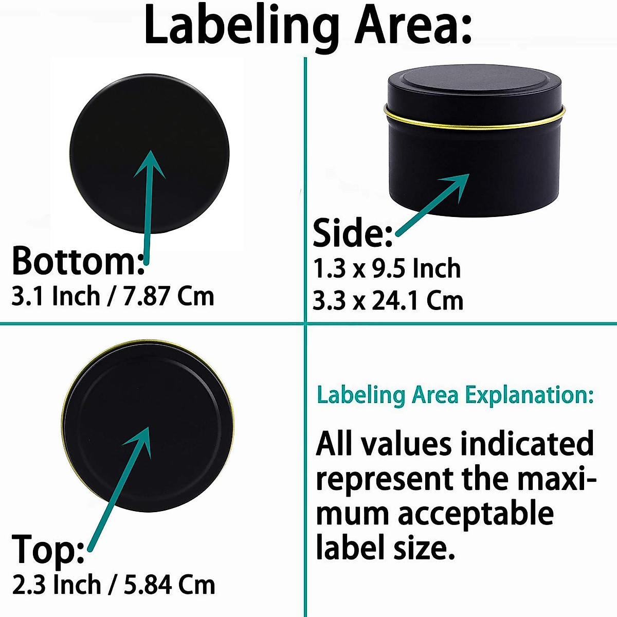 SONVIIBOX 24 Pack 8oz Candle Tins,Black candle tins for making candles bulk,8 oz Candle Jars,Tin Jars for Candle Making,metal tin jars (BLACK)