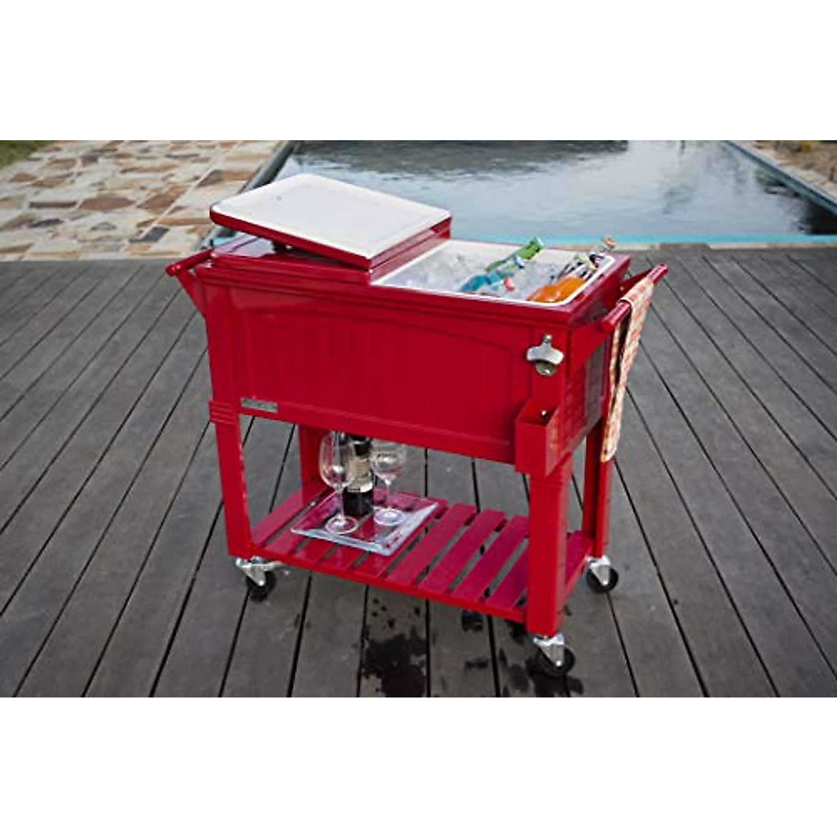 Permasteel 80 Quart Portable Cooler in Red