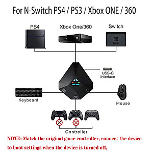 Dobe NS-Switch PS4 PS3 Game Keyboard and Mouse Adapter for PS4, PS3, Xbox one, N-Switch, Host Series Converter（Original Handle Guide Connection）