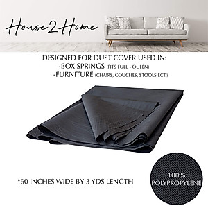 House2Home 60 Inch x 3 Yard Upholstery Black Cambric Dust Cover Fabric Replacement for Sofas, Chairs, Full and Queen Box Spring Foundations, Conceals Frame and Staples Inside Furniture