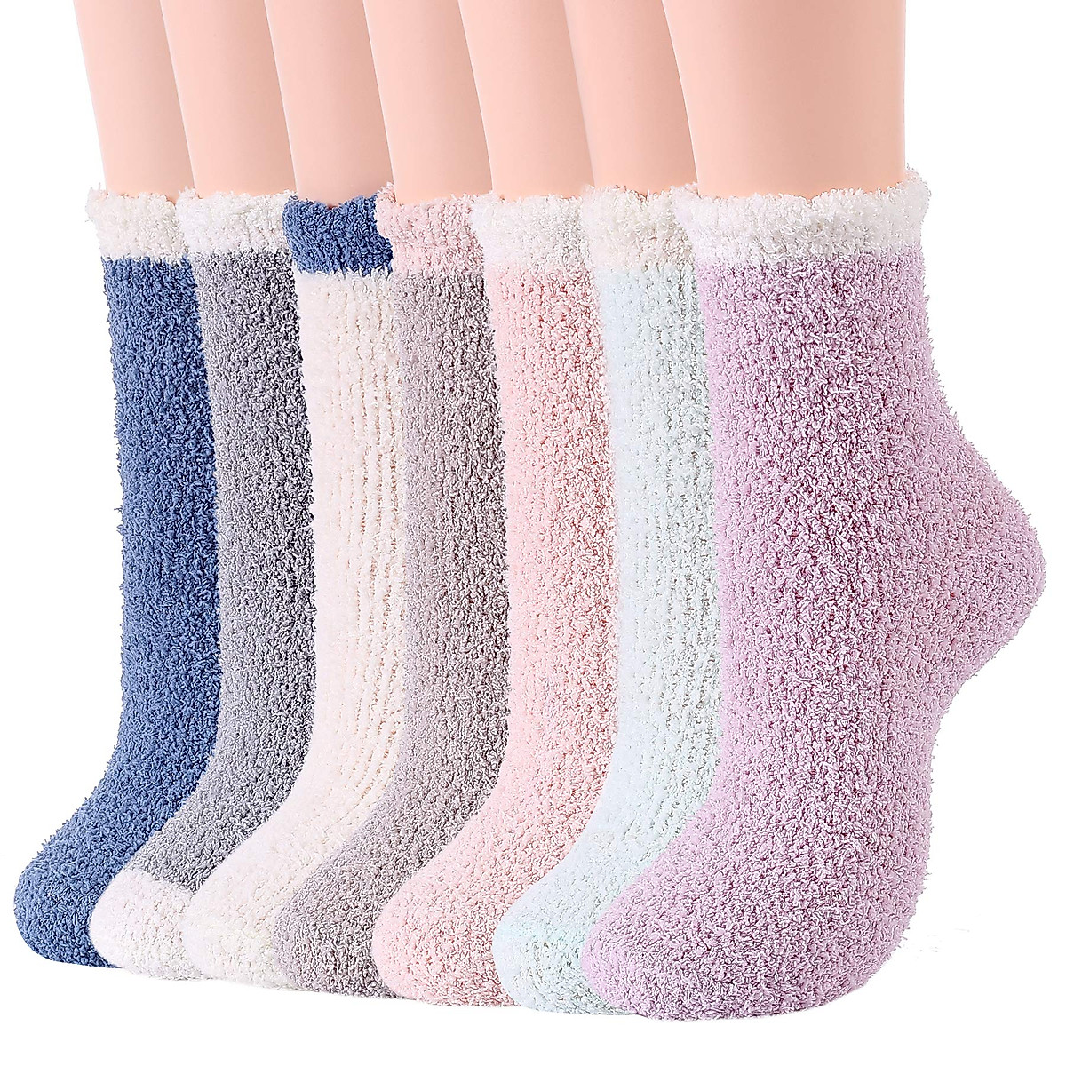 Zando Women's Fuzzy Socks Winter Warm Slipper Socks Super Soft Fluffy Socks Thick Microfiber Sleeping Sock Cozy Plush Socks for Girls 7/Patchwork One Size
