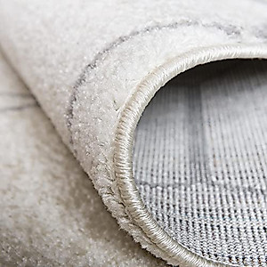 Unique Loom Trellis Frieze Collection Area Rug - Geometric (3' Round, Ivory/ Gray)