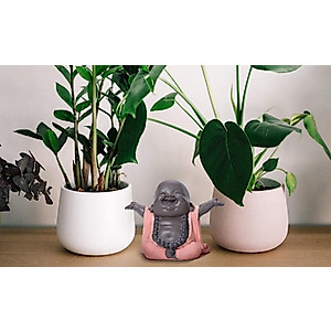 WGFKVAS 2 Pcs Buddha Statue, Laughing Buddha Smiling Little Buddha Ceramic Buda Statue Little Monk Figurine Cute Baby Buddha for Home Office Car Decors Gift Crafts and Arts