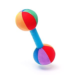 Jollybaby Soft Plush Stuffed Baby Dumbbell Rattle Toys for 0-3-6 Months Newborn, High Contrast Colorful Sensory Rattles Weights Toys for Infant Baby 0-3 Months, Funny Baby Boy Girls Shower Gifts