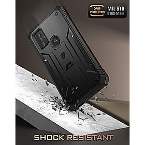 Poetic Revolution Case for Motorola Moto G Power 2022, [20FT Mil-Grade Drop Tested], Full-Body Rugged Dual-Layer Shockproof Protective Cover with Kickstand and Built-in-Screen Protector, Black