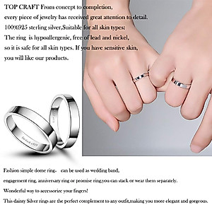 Dankadi Men & Women Fashion 925 Sterling Silver Ring Smooth Plain Dome Comfort Solid Silver Ring Wedding Engagement 3.5 mm Ring 12# (classic style, 12)