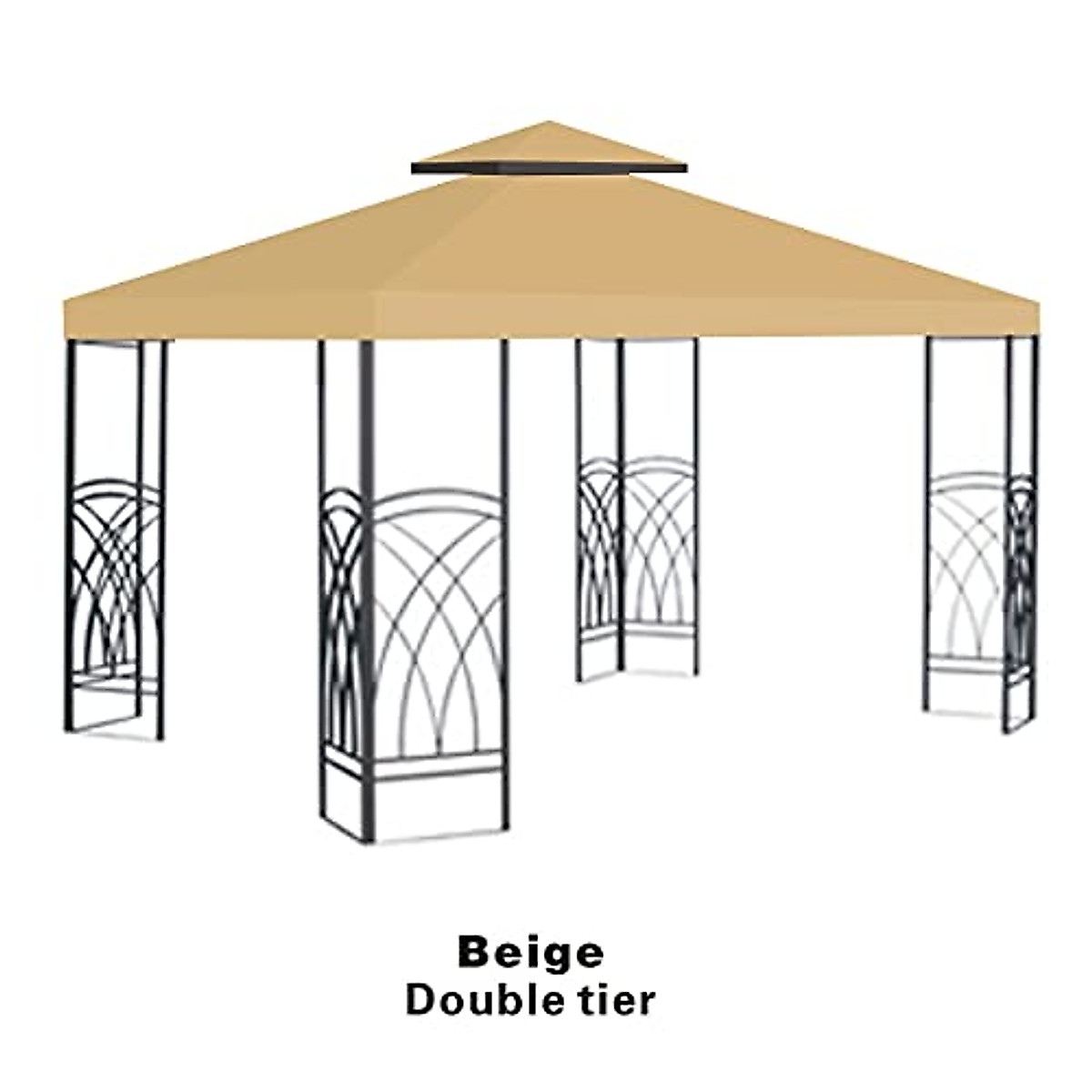 BenefitUSA Replacement Canopy Top Cover for 10'X10' Gazebo Polyester Double Tiers for Outdoor Garden Patio Pavilion Sunshade (Beige)