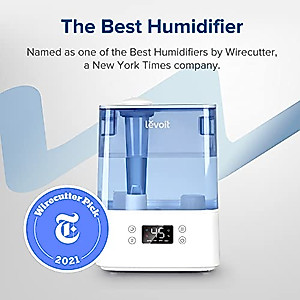 LEVOIT Humidifiers for Bedroom Large Room Home, Blue & Humidifiers for Bedroom Large Room Home, Smart Wifi Alexa Control, 6L Top Fill Warm and Cool Mist, White