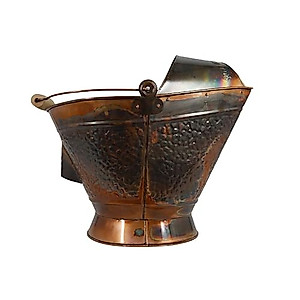 Coal Hod Bucket - Distressed Brass - Decorative Appeal - for Fireplace & Pellet Stove Ashes - Easy Hopper Filling - Lightweight