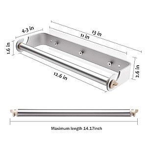 ORLESS Adhesive Paper Towel Holder Under Cabinet & Wall Mount, No Drilling Suitable for Kitchen Bathroom - Silver