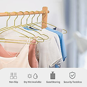 Nature Smile 17 Inches Shiny Gold Metal Clothes Hanger, Coat Hanger, Suit Hanger, Dress Hanger with Big Notches Pack of 10,Gold