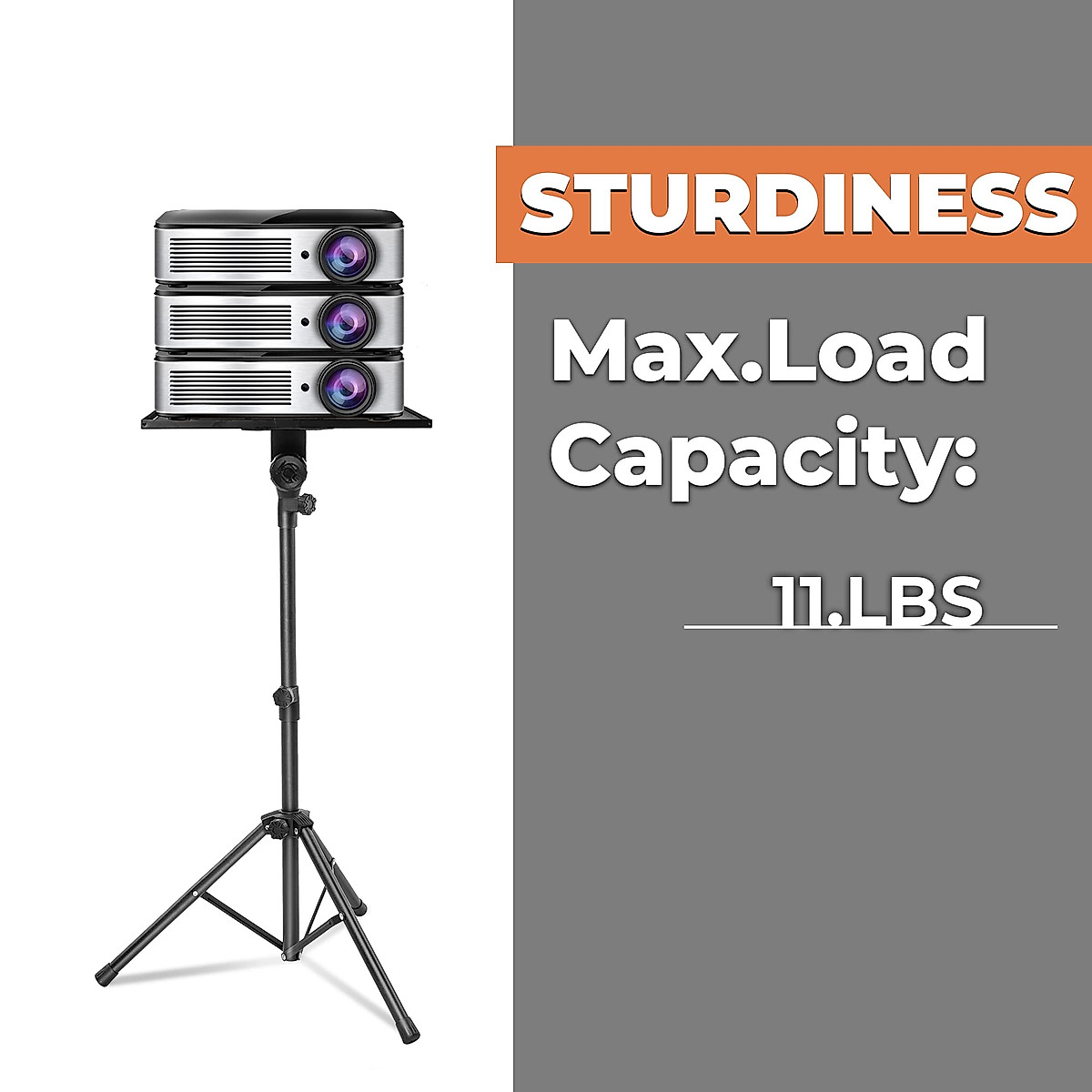 SCREENSEAT Projector Stand Tripod With Mouse Tray – Laptop Projector Tripod Stand Adjustable Height 23.4" to 48.3" With Gooseneck Phone Holder - Perfect Tripod for Office, Home, Outdoor DJ Equipment