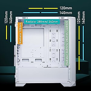 BitFenix Nova Mesh SE 4ARGB High Airflow PC Gaming Case Premium White-GPU Support 357mm- AIO Support 360mm-6+6 Controller (LED/PWM System) Aura SYNC/Mystic Light/RGB Fusion 2.0/Polychrome SYNC