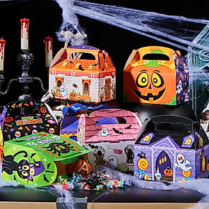 JOYIN 36 PCS Halloween Cardboard Treat Boxes Trick or Treat Candy Boxes Cookies Goodie Bags for Halloween Party Favor Supplies, Classroom Exchange Goody Bags