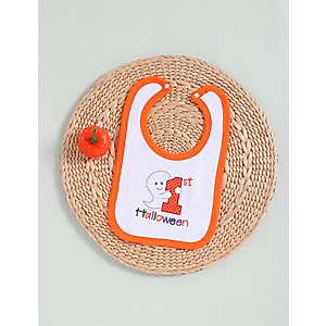 Menglang Baby Bibs My First Halloween Baby Boys Girl Bibs for Halloween Drooling and Teething (Pumpkin Orange)