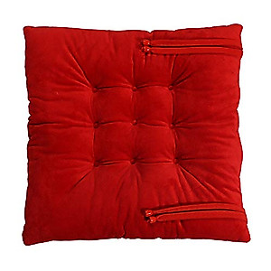 Civkor Chair Pads Chair Cushions Red with Long Ties for Dining Chairs, Kitchen Chairs, 16x16 Inches, Set of 6 Polyester Seat Cushions