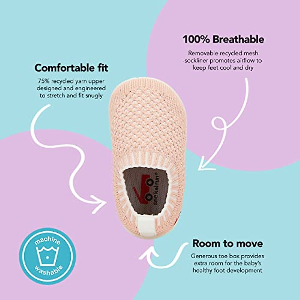 See Kai Run Baby Knit - Slip-On First Walker Shoes for Infants, Pink, Infant 5