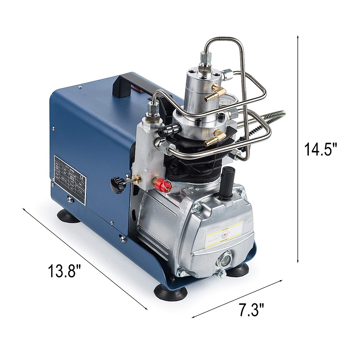 CREWORKS High-Pressure Electric Air Compressor Pump with Pressure Gauge, 4500 PSI/30 MPa /300 BAR Air Pump for Air Rifle PCP Airgun Paintball Scuba Fill Station for Fire Fighting and Diving