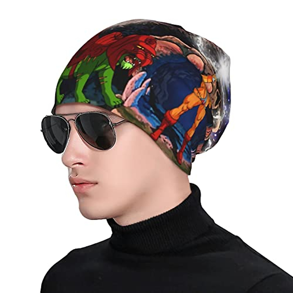 Pobecan He-Man and The Masters Anime of The Universe Anime Knit Hat Beanie Cap Fashion Knitted Hat for for Men Women Teenager Black