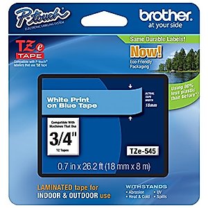 Genuine Brother 3/4" (18mm) White on Blue TZe P-Touch Tape for Brother PT-330, PT330 Label Maker