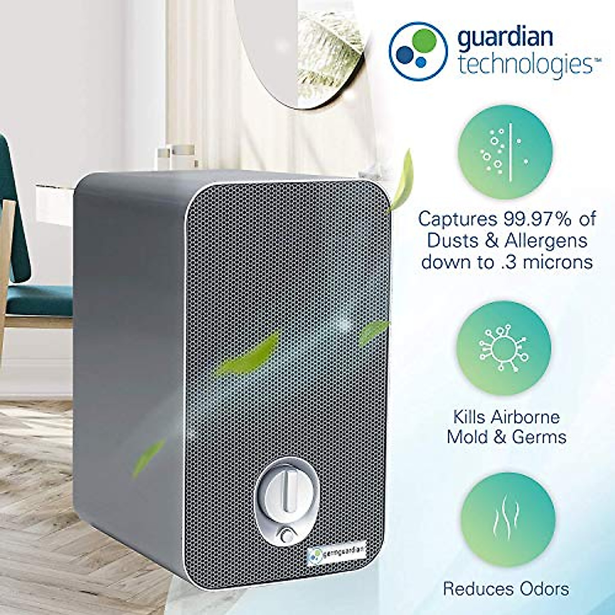 Germ Guardian HEPA Filter Air Purifier with Guardian Technologies GermGuardian Air Purifier Filter FLT4100 Genuine HEPA Replacement Filter