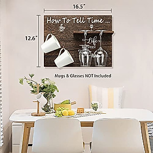 GOARTGIF Unique Birthday Gifts for Women Who Has Everything,How To Tell Time Am Pm,Housewarming Gifts For Women or New Home,Coffee And Wine Holder Sign,Women Birthday Gifts Ideas for Mom