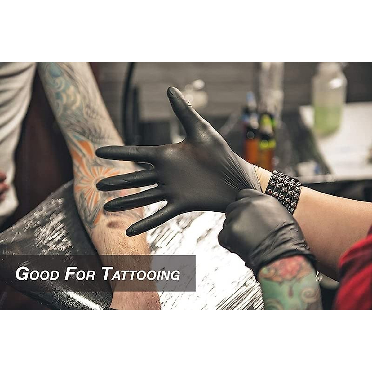 Nitrile Gloves Mechanic Gloves Disposable Black Food Handling Gloves 5 Mil Latex Free Powder Free Work Gloves for Salon Tattoo Cleaning Cooking Painting Medium 100 Count
