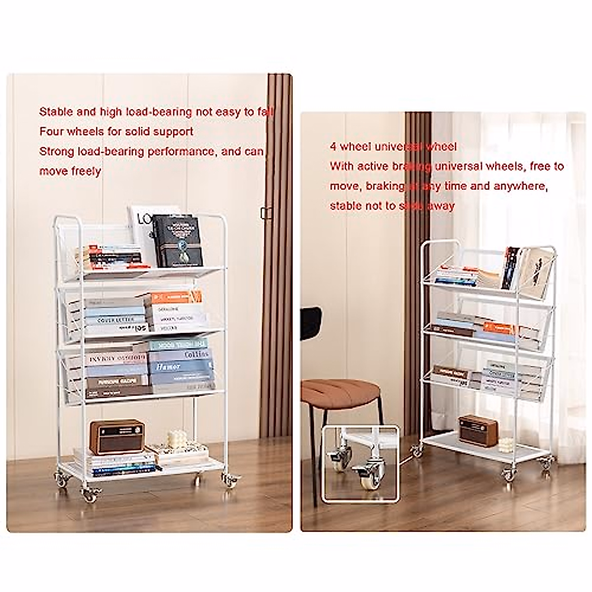 TAUODUYY Aluminum Alloy Bookshelf, Removable Multi-Layer Shelves, Large Capacity Baby Picture Book Shelf, Bedroom White Hollow Magazine/Book Storage Rack (Color : 2 Layers)