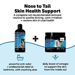 PetHonesty Chlorhexidine Shampoo + Allergy Support Soft Chew Bundle - All-Natural Dog Vitamins, Fish Oil for Dogs, Omega 3 for Dogs, Itch Relief, Shiny Dog Coat, Dog Shampoo for Allergies