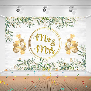 Aonbon Mr & Mrs Backdrop, Wedding Backdrop Banner, Wedding / Engagement / Bridal Shower Party Decoratoions