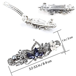 NODG Crystal Rhinestones Butterfly French Vintage Spring Flower Bridal Hair Clips - 3 Pieces Hair Barrettes and Clips for Women Girls