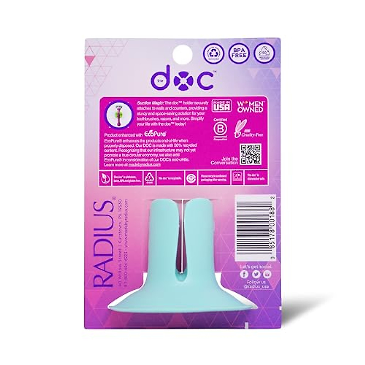 RADIUS Doc, Toothbrush/Razor Holder, 4 Count (Pack of 1)