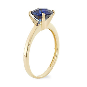 Celebration Moments Solid 10kt Yellow Gold 8MM Round Created Blue Sapphire Gemstone Solitaire Statement Ring For Women Sizes 5-10 (5)